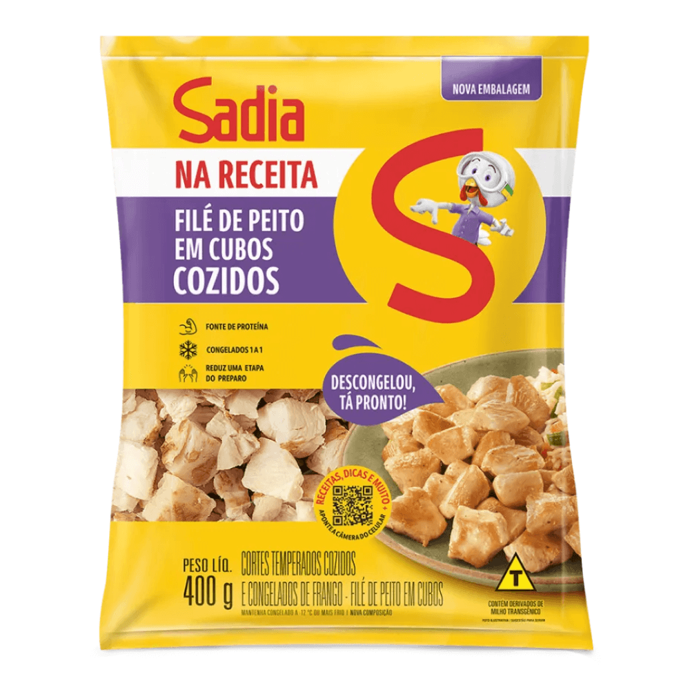 Filé de Peito Frango em Cubos Cozido Sadia 400g - Natural da Terra
