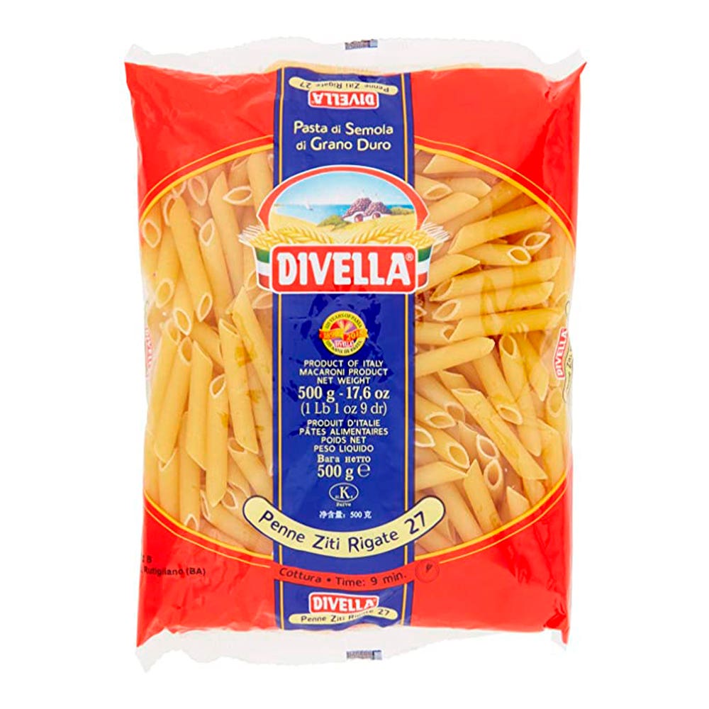 MASSA PENNE ZI RIGA N27 DIVELLA 500G - Natural da Terra